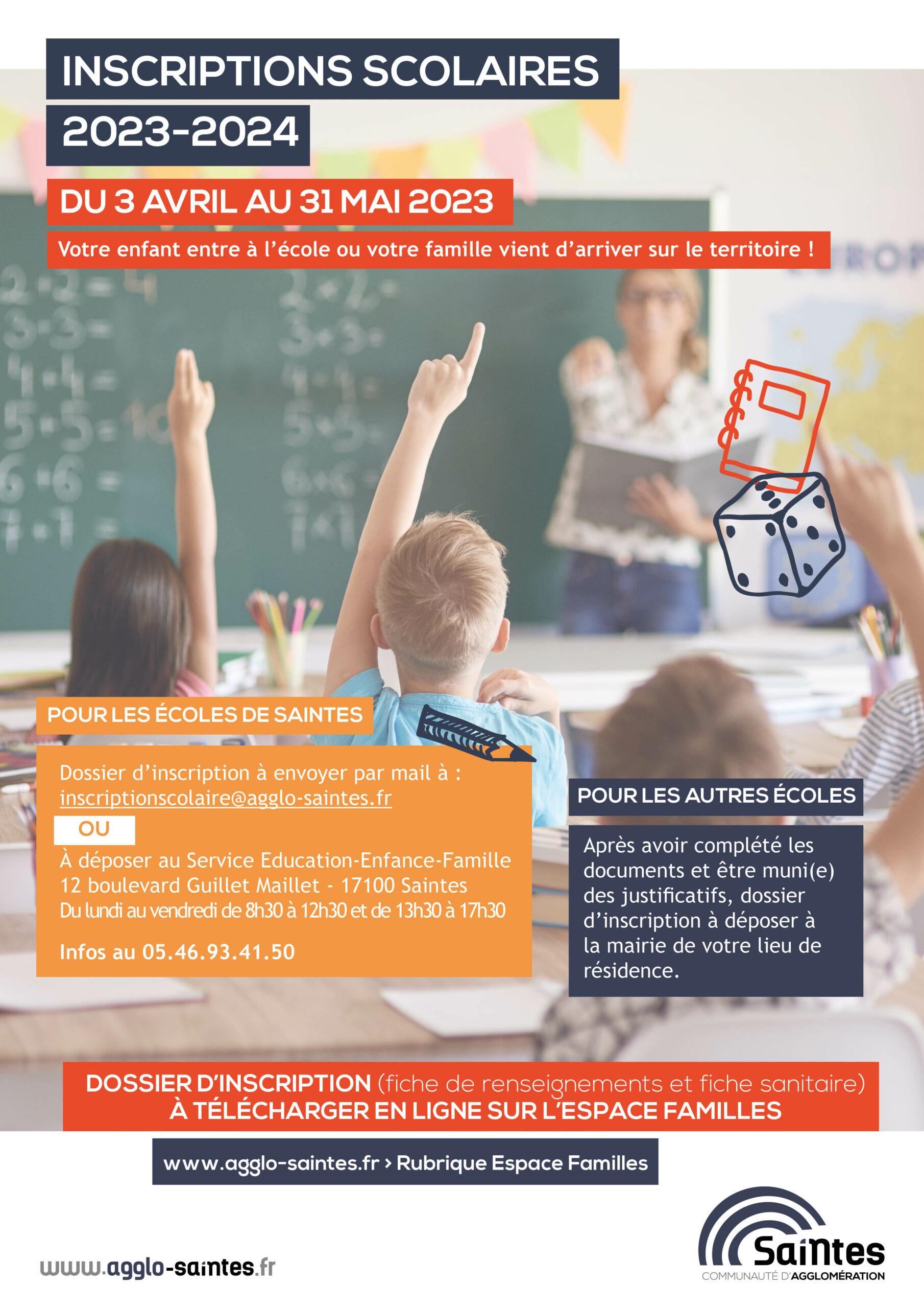 Inscriptions scolaires 2023/2024 - Chaniers, au bord du fleuve en Charente-Maritime (17)